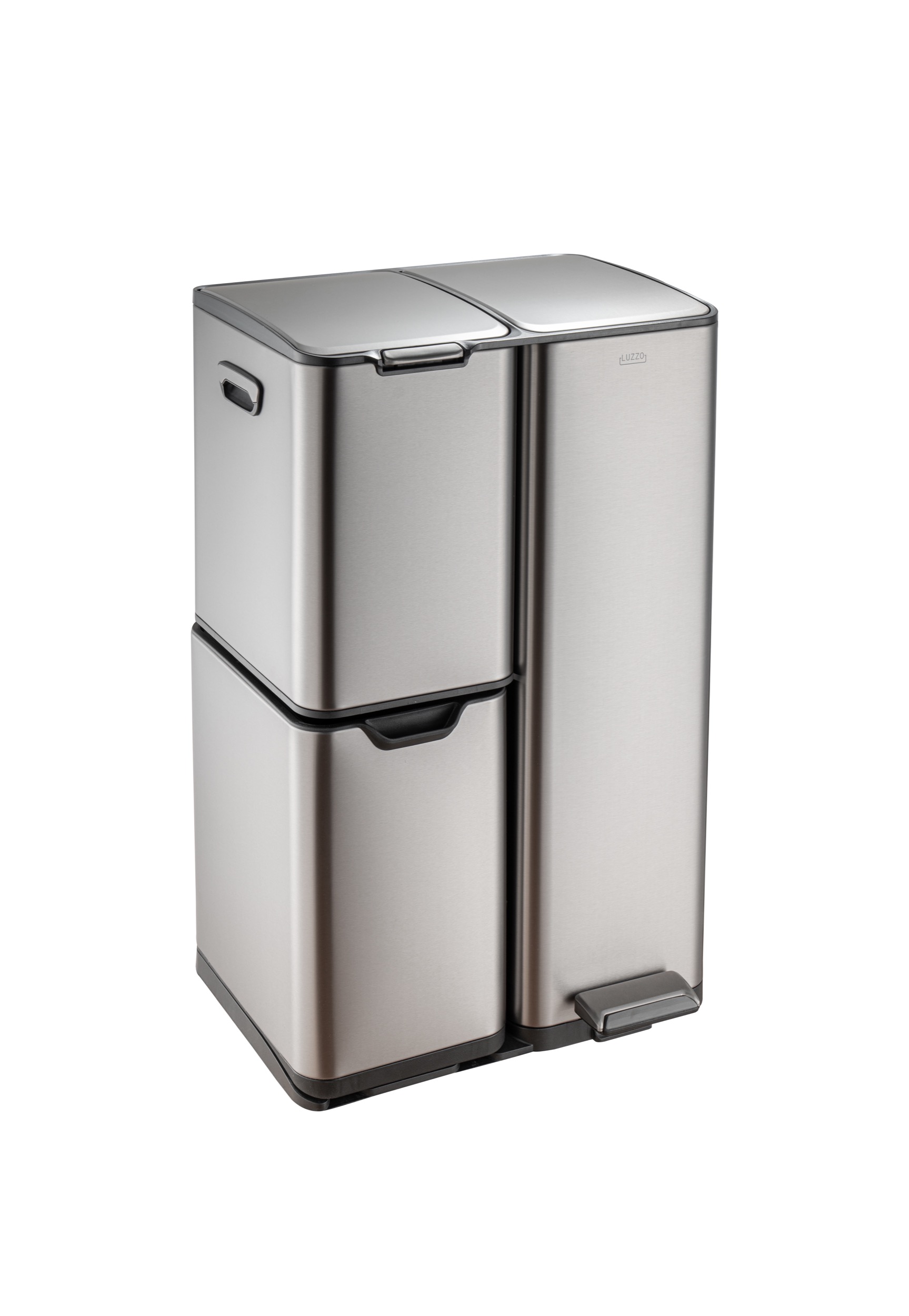 Luzzo® Ohio 60 ltr Afvalscheidingsprullenbak Metal Grey – Pedaalemmer ...