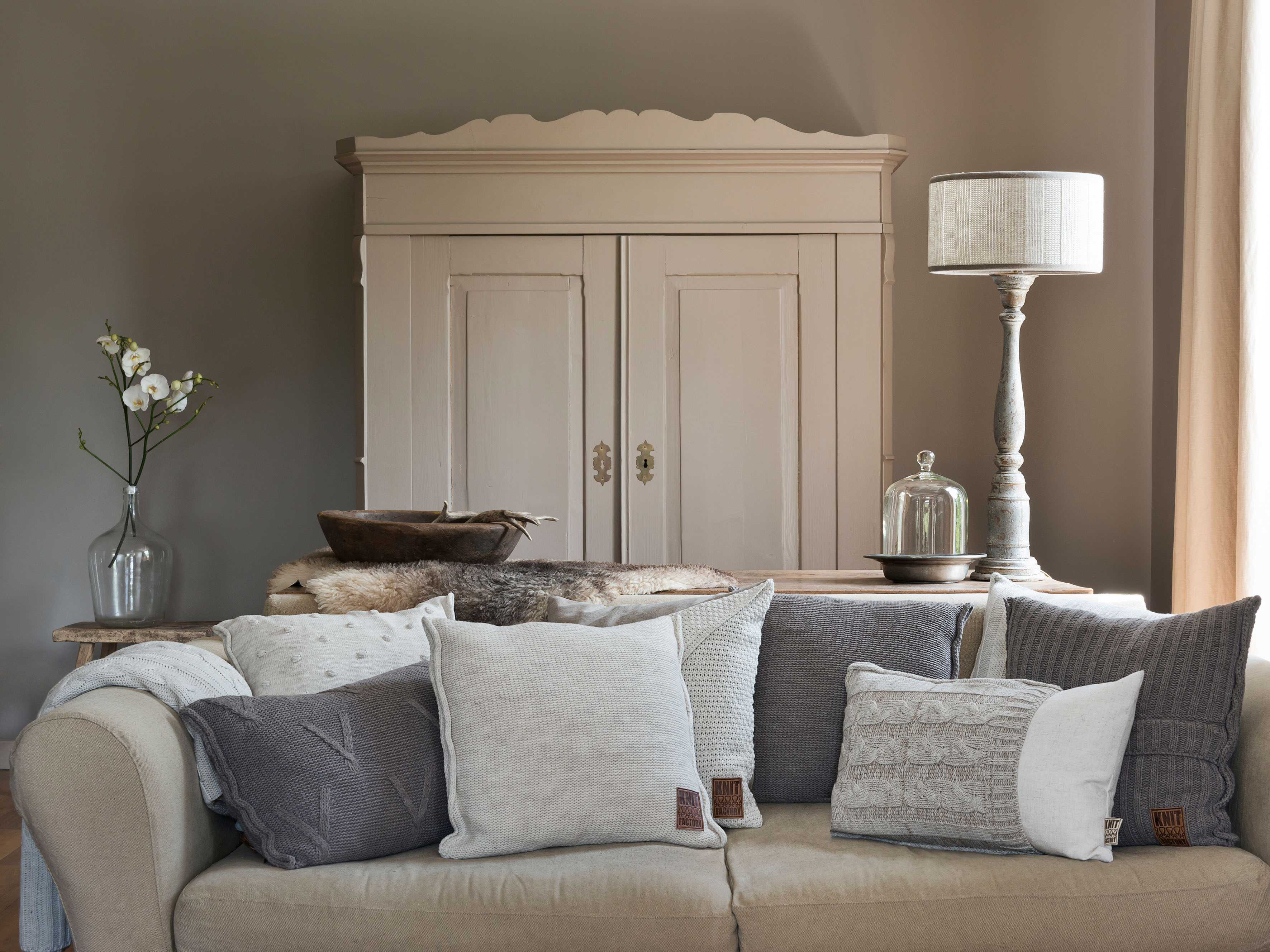 Knit Factory 6x6 Rib Lampenkap - Licht Grijs - Ø35 cm - Knit Factory ...