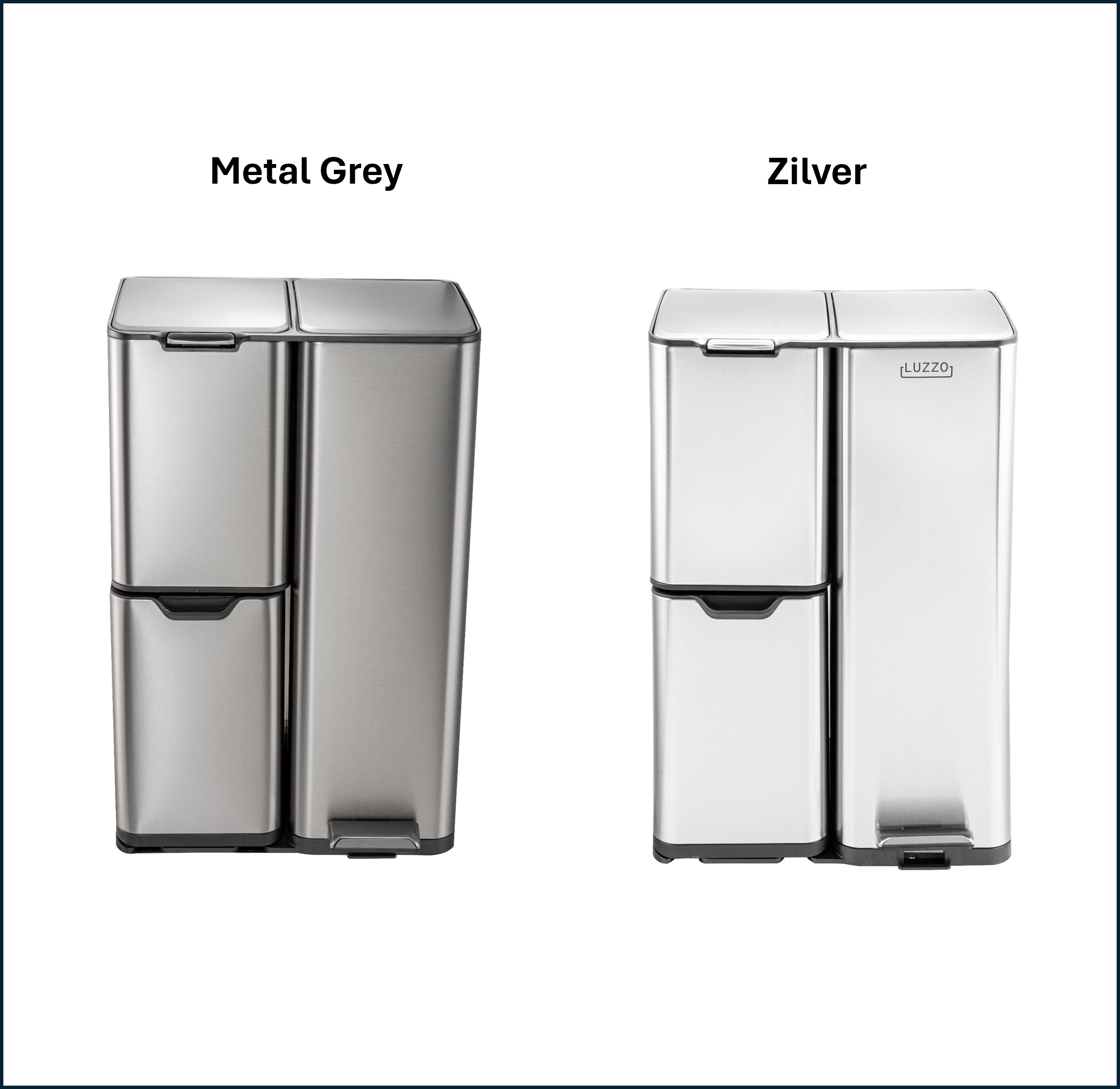 Luzzo® Ohio 60 ltr Afvalscheidingsprullenbak Metal Grey – Pedaalemmer ...